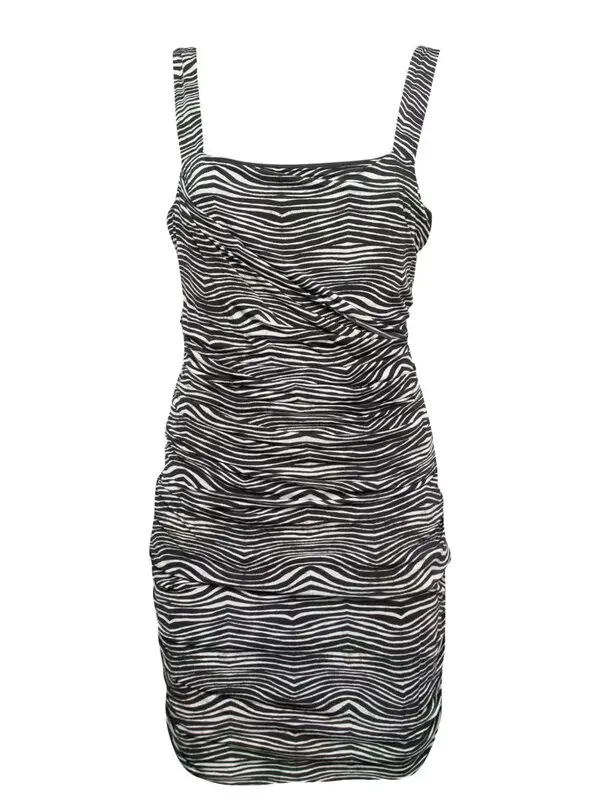 Pierre Balmain Zebra Print Draped Mini Dress - Black