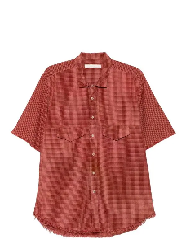 ORIGINAL VINTAGE Gingham-check Frayed-edge Shirt - Red
