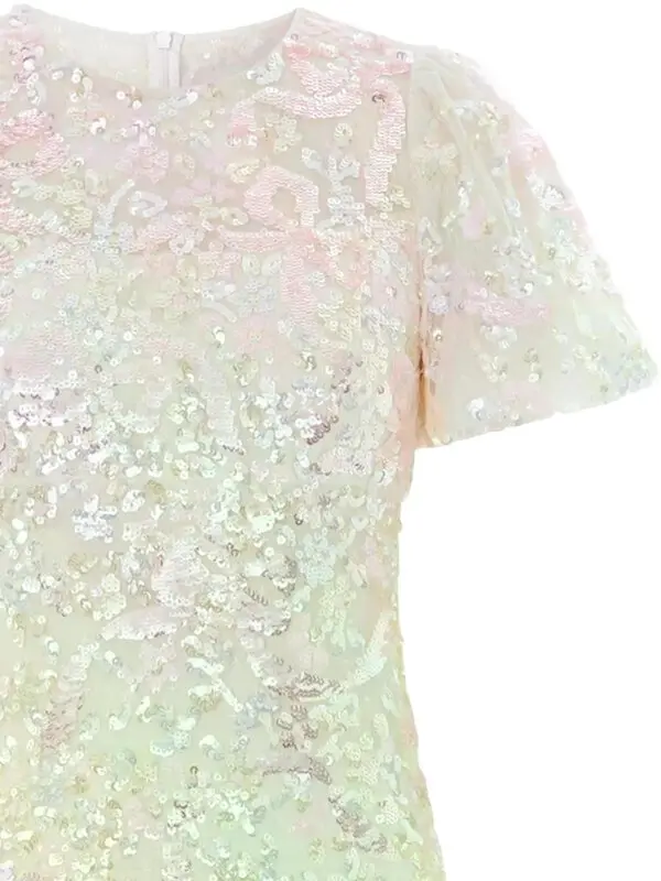 NEEDLE & THREAD Dancing Ribbon Sequin-embellished Maxi Dress - Neutrals