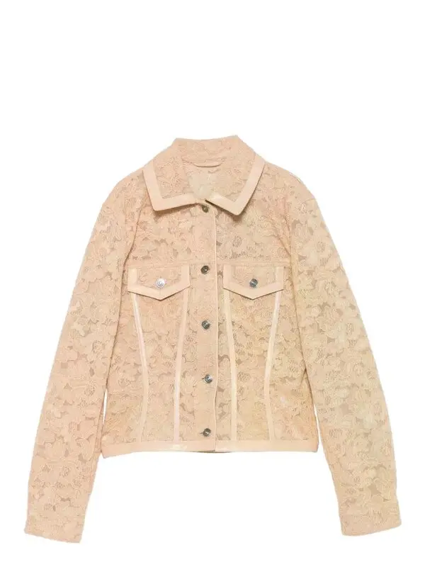 Ermanno Scervino Lace And Leather Trimmed Jacket - Neutrals