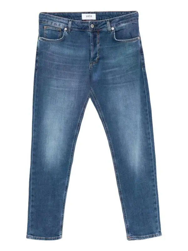 VELA SHOP Faded Effect Jeans With Whiskering - Blue