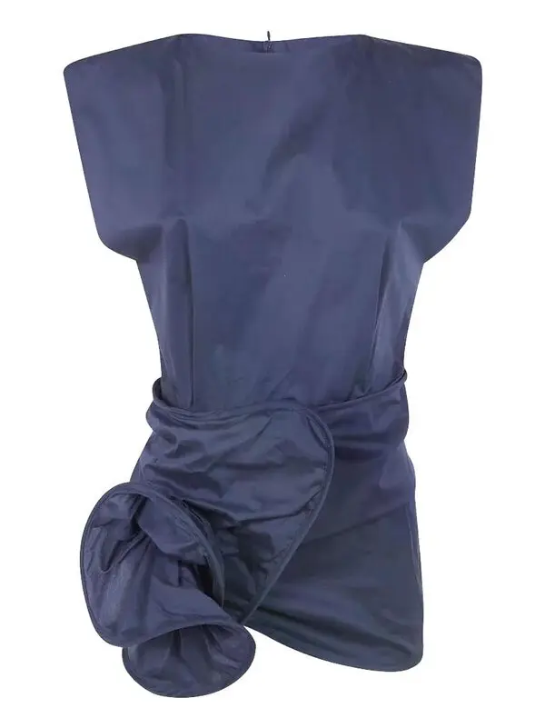 Liviana Conti Rosette-detail Padded-shoulder Top - Blue