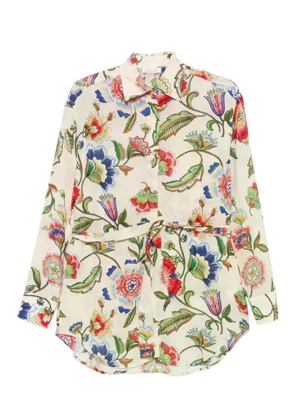 ARCHIVIO '67 Floral-print Belted Shirt - Neutrals