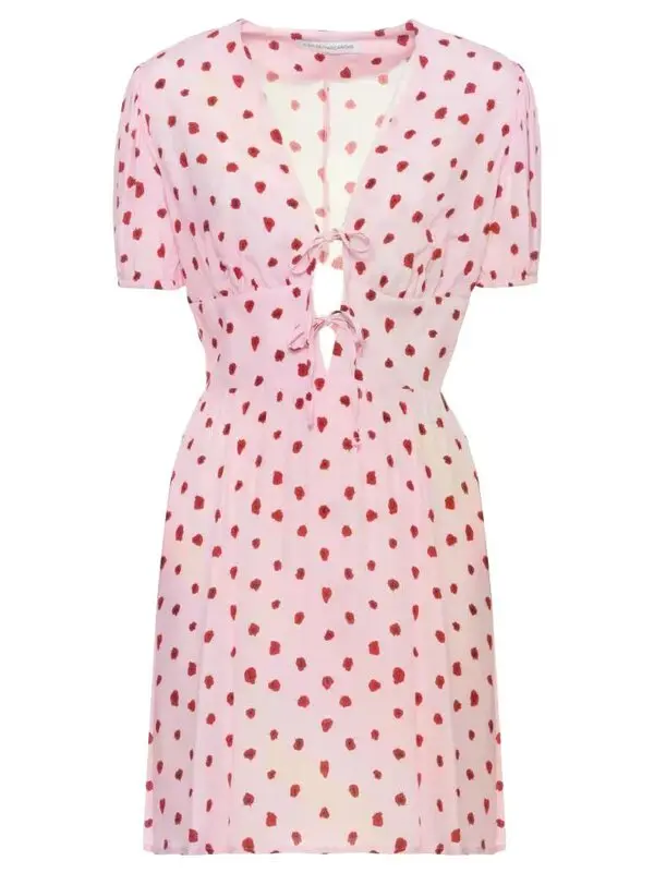 MAR DE MARGARITAS Printed V-neck Mini Dress - Pink