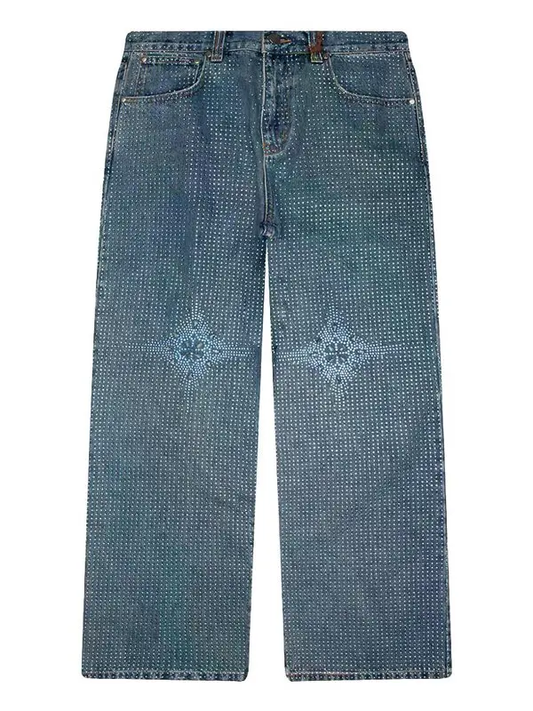 BIRTH OF ROYAL CHILD Crystal Embellished Denim Jeans - Blue