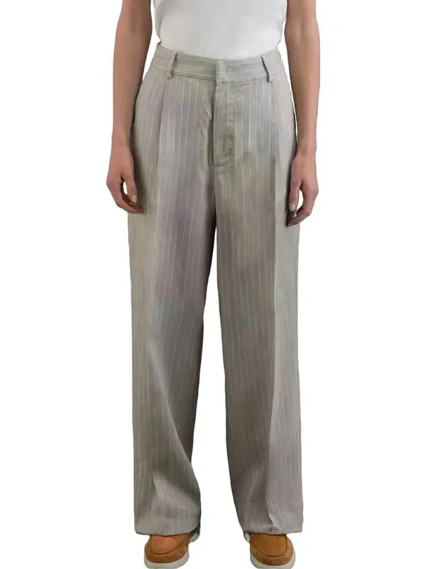 MOORER Ofilia Pinstripe Pleated Trousers - Grey