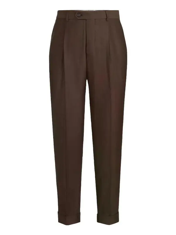 Brunello Cucinelli Virgin Wool And Cashmere Pleated Trousers - Brown