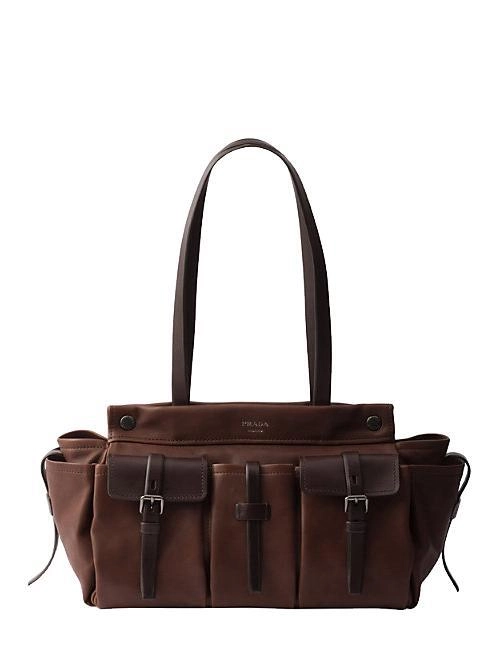 Prada Route Large Leather Tote Bag - Brown