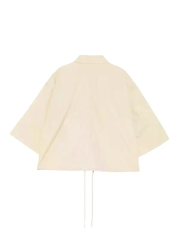 LESS Cropped Poplin Shirt With Drawstring Hem - Neutrals