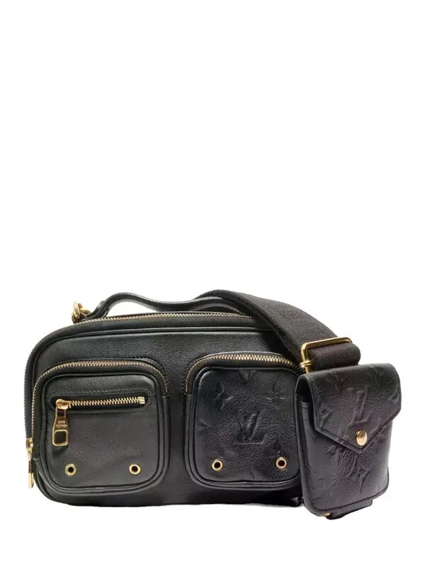LOUIS VUITTON Monogram Embossed Utility Shoulder Bag - Black