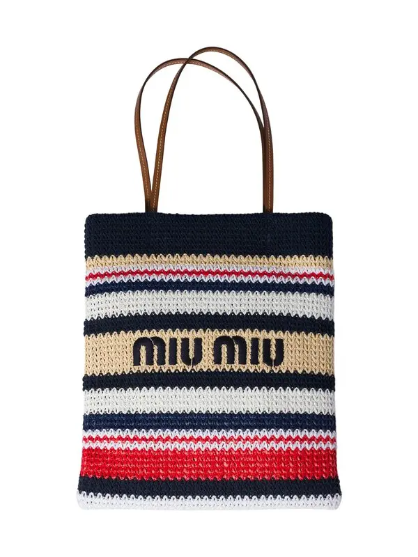Miu Miu Raffia-effect Woven Tote - Blue