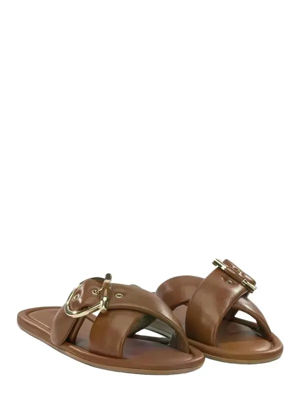 FERRAGAMO Elyzia Buckle Detail Crossover Sandals - Brown