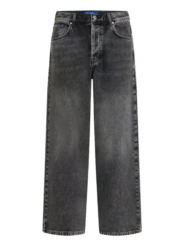 Karl Lagerfeld Acid Wash Wide Leg Denim - Grey