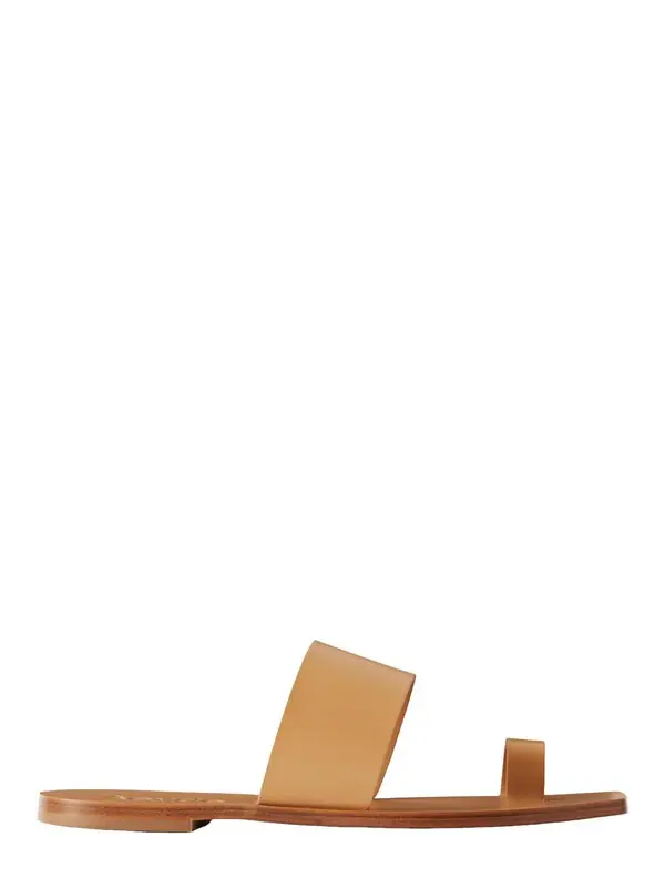 AeydĒ Sibel Leather Flat Sandals - Brown