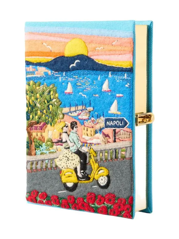 OLYMPIA LE-TAN Napoli Appliquéd Embroidered Canvas Clutch - Multi