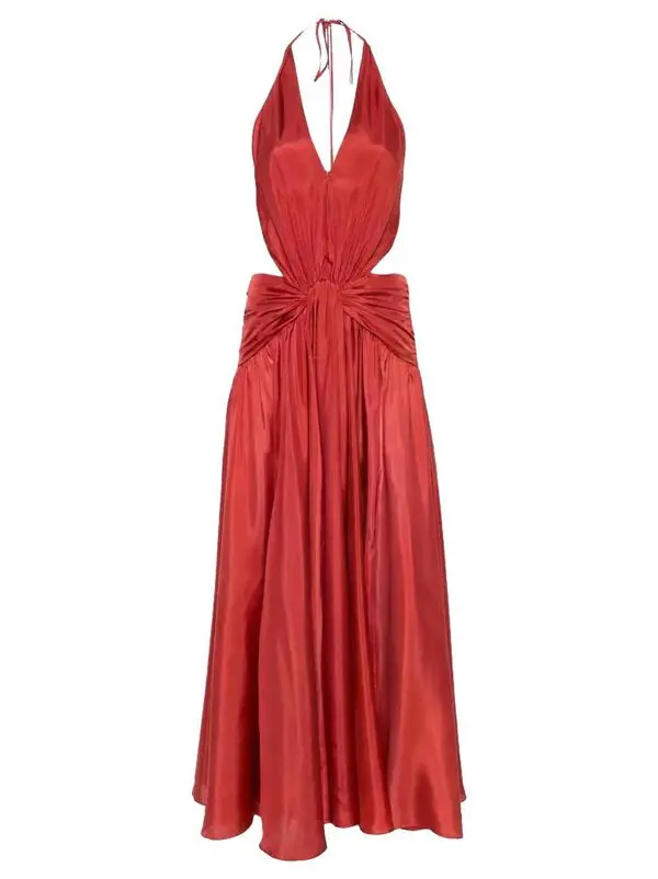 Zimmermann Indra Plunge-neck Maxi Dress - Red