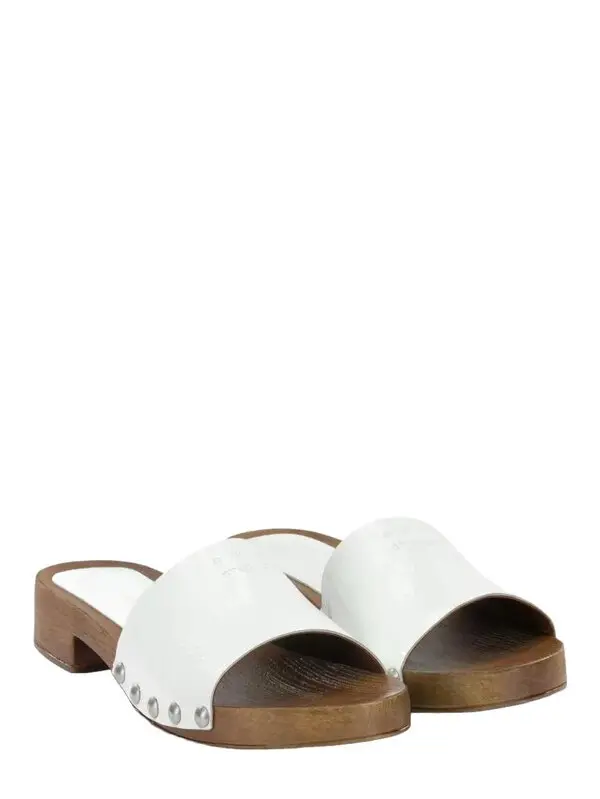 COPENHAGEN  Stud-embellished Leather Clog Sandals - White