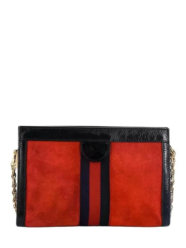 Gucci Ophidia Chain Suede Small Shoulder Bag - Red