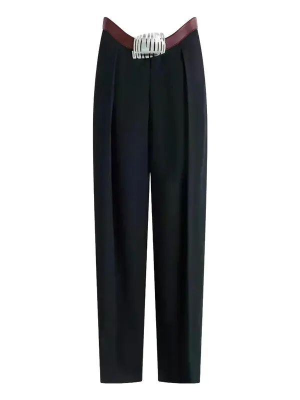 JEAN PAUL GAULTIER Leather Belt Integrated Wide-leg Trousers - Black