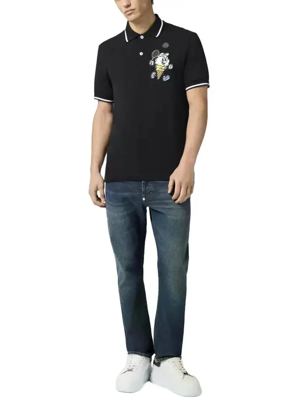 Philipp Plein Ice Cream Graphic Print Polo Shirt - Black