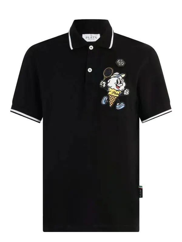 Philipp Plein Ice Cream Graphic Print Polo Shirt - Black