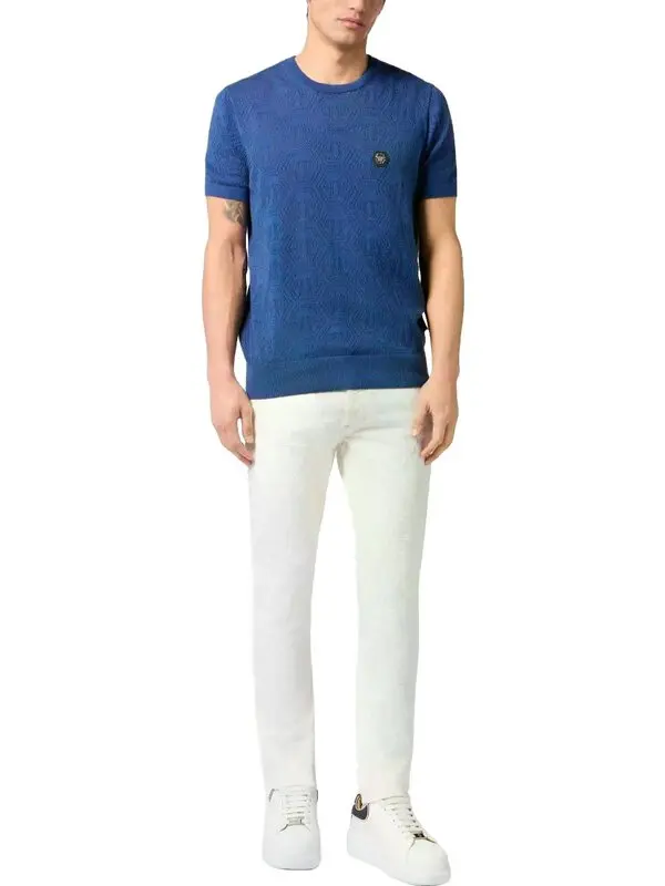 Philipp Plein Round Neck T-shirt Openwork Monogram - Blue