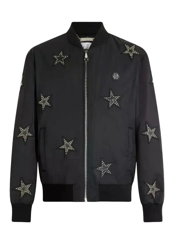 Philipp Plein Star Embellished Bomber Jacket - Black