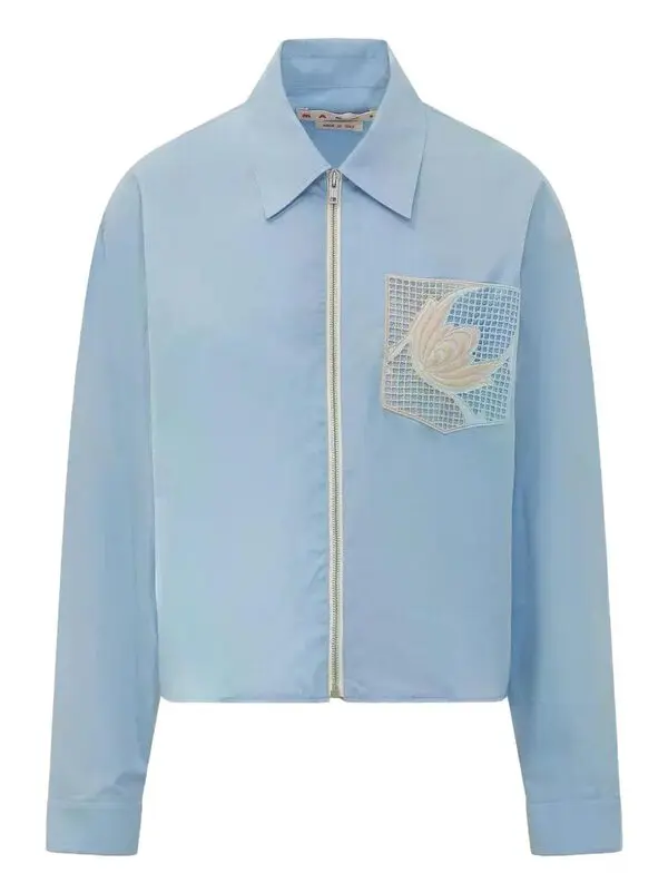 Marni Lace-detail Pocket Shirt - Blue