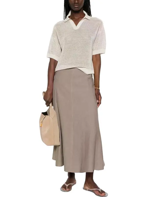 Peserico Panelled A-line Midi Skirt - Neutrals