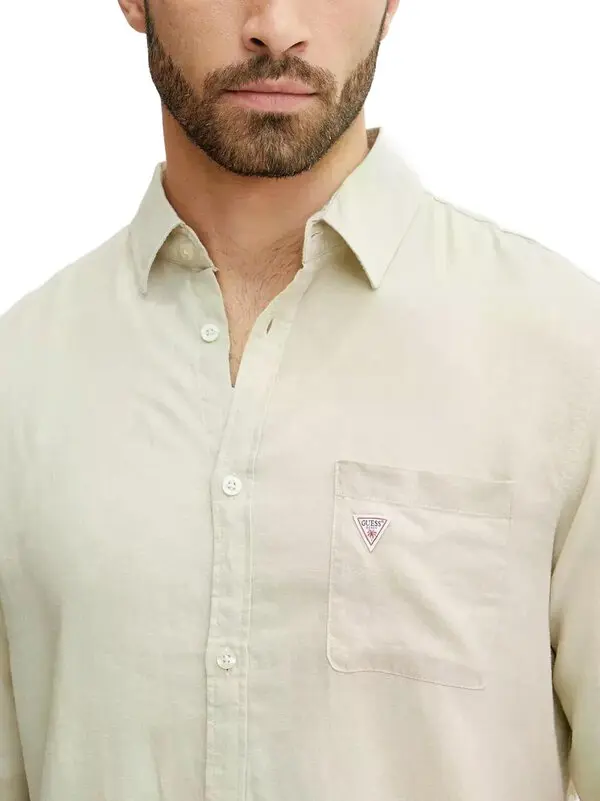 Guess Patch-pocket Long-sleeved Shirt - Neutrals
