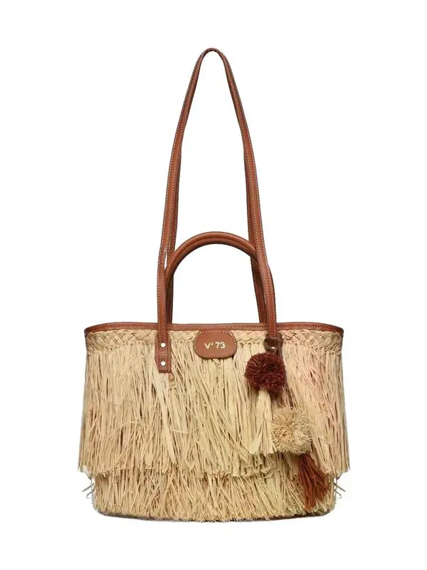 V°73 Domitilla Fringe-trimmed Shoulder Bag - Neutrals