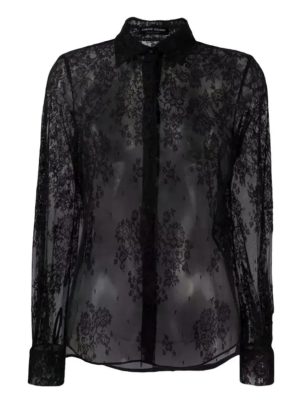 Carine Gilson Floral-lace Long-sleeve Blouse - Black