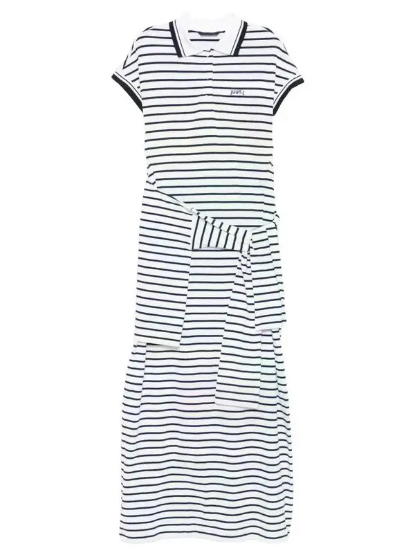 JUUN.J Striped Cotton Polo Dress - White