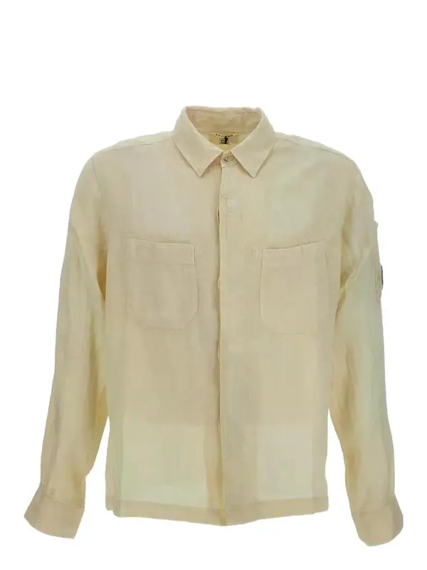 C.P. COMPANY Linen Long-sleeve Button Lens Shirt - Neutrals