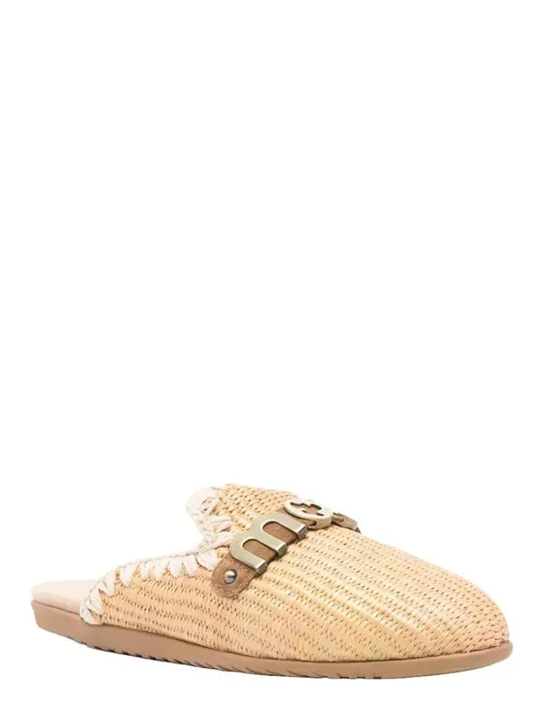 Mou Logo-plaque Flat Mules - Neutrals