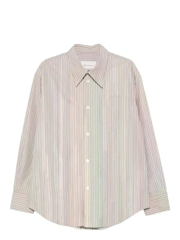 AMI Paris Vertical Stripe Shirt With Embroidered Monogram - Neutrals