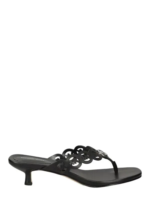 Michael Kors Logo-cutout Kitten-heel Sandals - Black