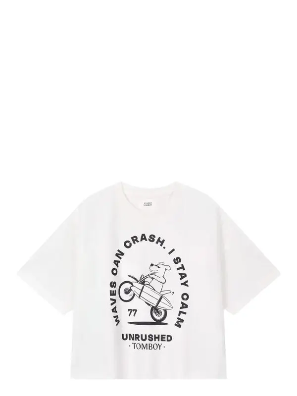 STUDIO TOMBOY Graphic Print Boxy-fit T-shirt - White