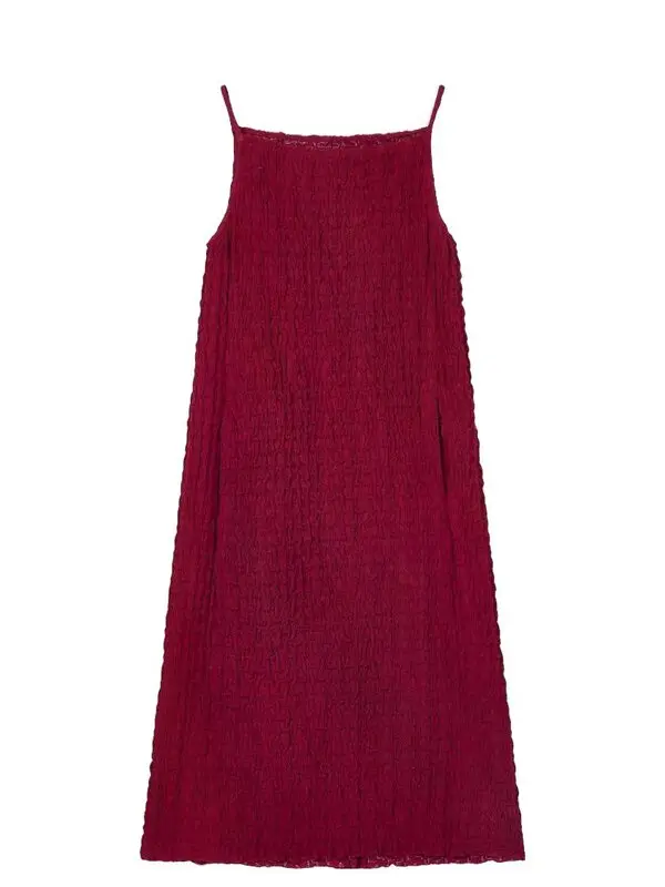 STUDIO TOMBOY Textured Tie-waist Midi Dress - Red