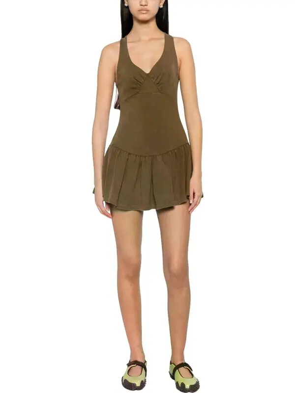 SHUSHU/TONG V-neck Mini Dress - Green