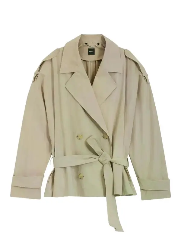 BOSS Double-breasted Belted Coat - Neutrals