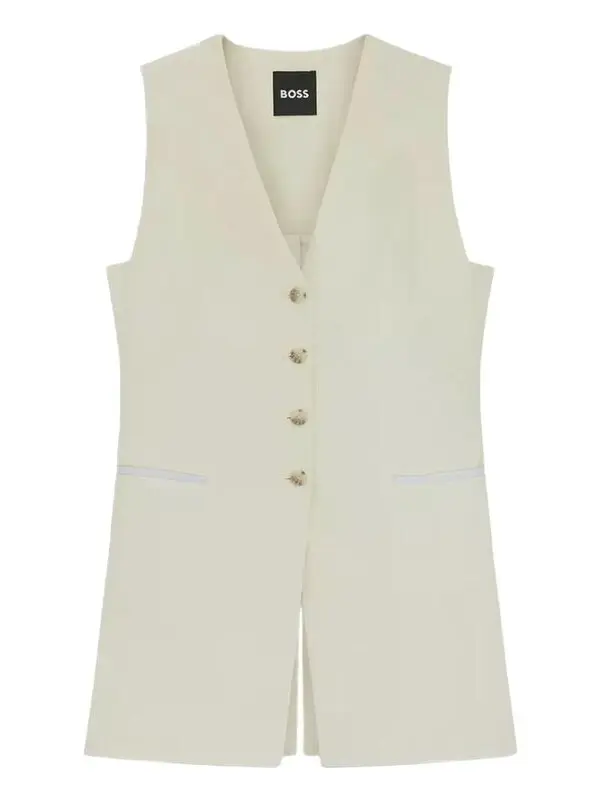 BOSS Button-fastening Sleeveless Waistcoat - Neutrals