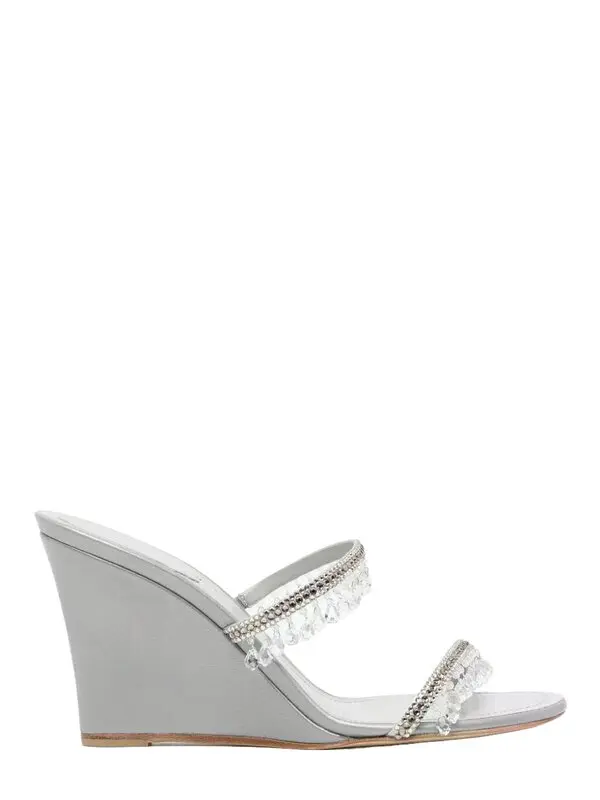 Rene Caovilla 80mm Crystal Embellished Wedge Sandals - Grey