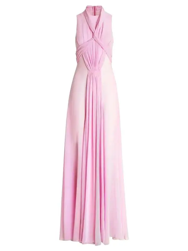 GENNY Long Twist Draped Gown - Pink