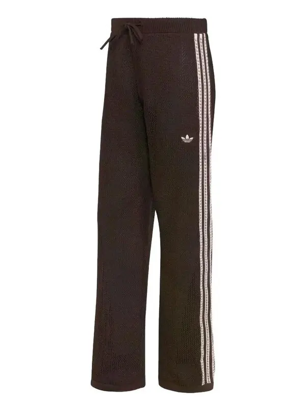 Adidas Crochet-knit Side-stripe Trousers - Brown