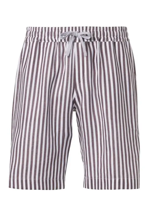 Fedeli Striped Linen Shorts - Brown