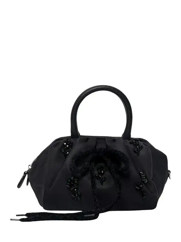 Simone Rocha Beaded Bow Gathered Shoulder Bag - Black