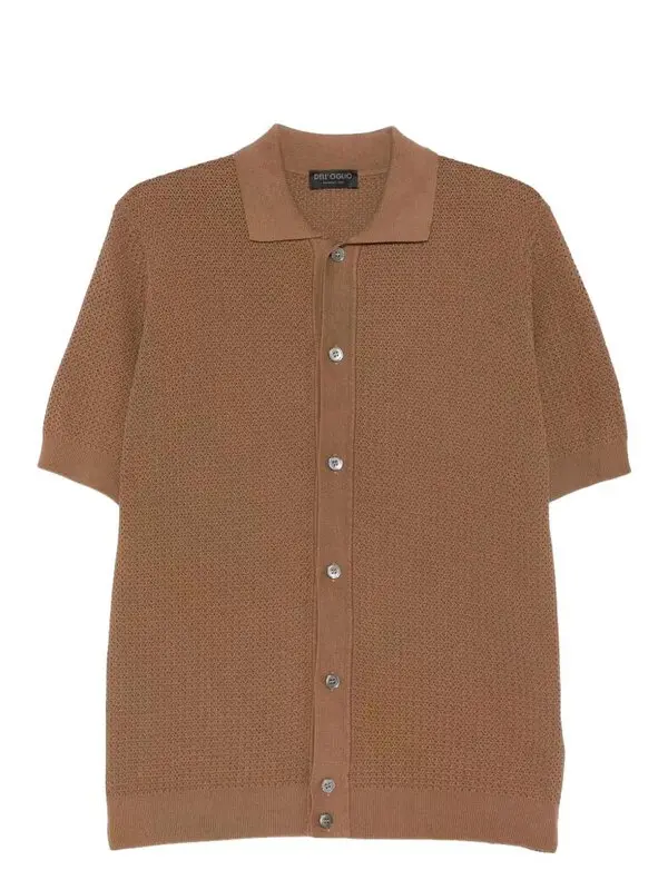 DELL'OGLIO Crochet-knit Shirt - Brown
