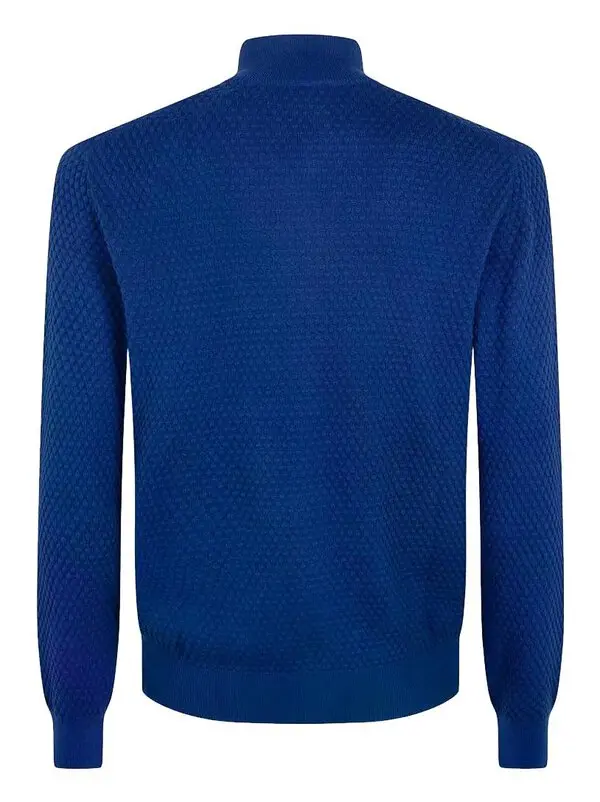 GRAN SASSO Honeycomb-knit Zip-up Jacket - Blue