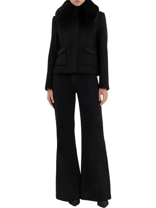 Rebecca Vallance Fur Collar Cropped Coat - Black